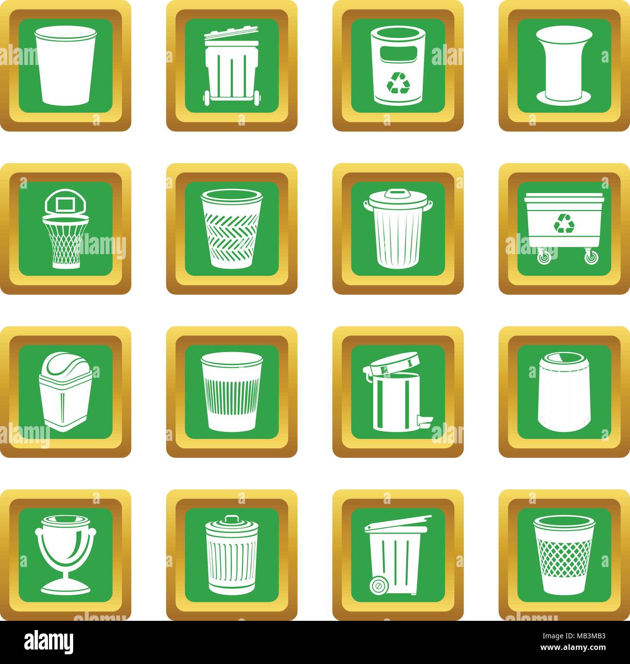 Trash can icons set green square vector Stock Vector Image & Art - Alamy