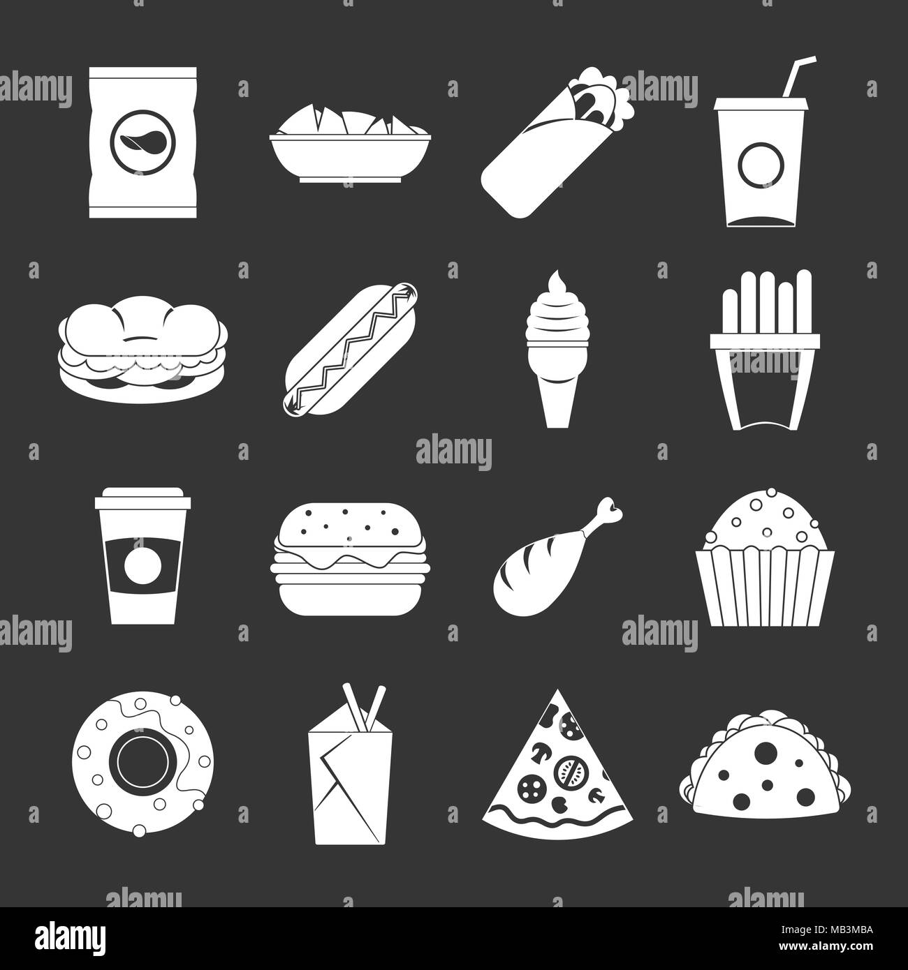 Fast food icons set grey vector Stock Vector Image & Art - Alamy