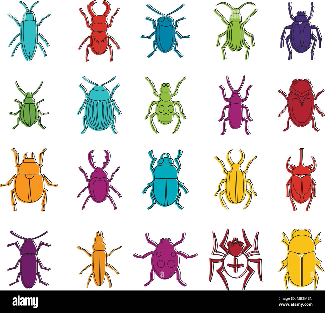 Bugs icon set, color outline style Stock Vector Image & Art - Alamy