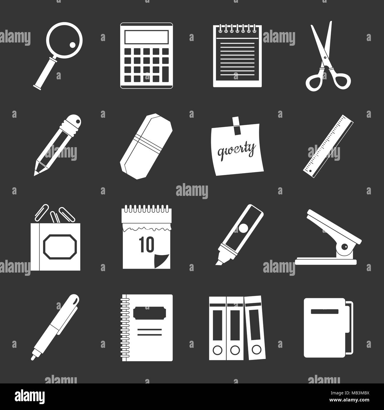 Stationery symbols icons set grey vector Stock Vector Image & Art - Alamy