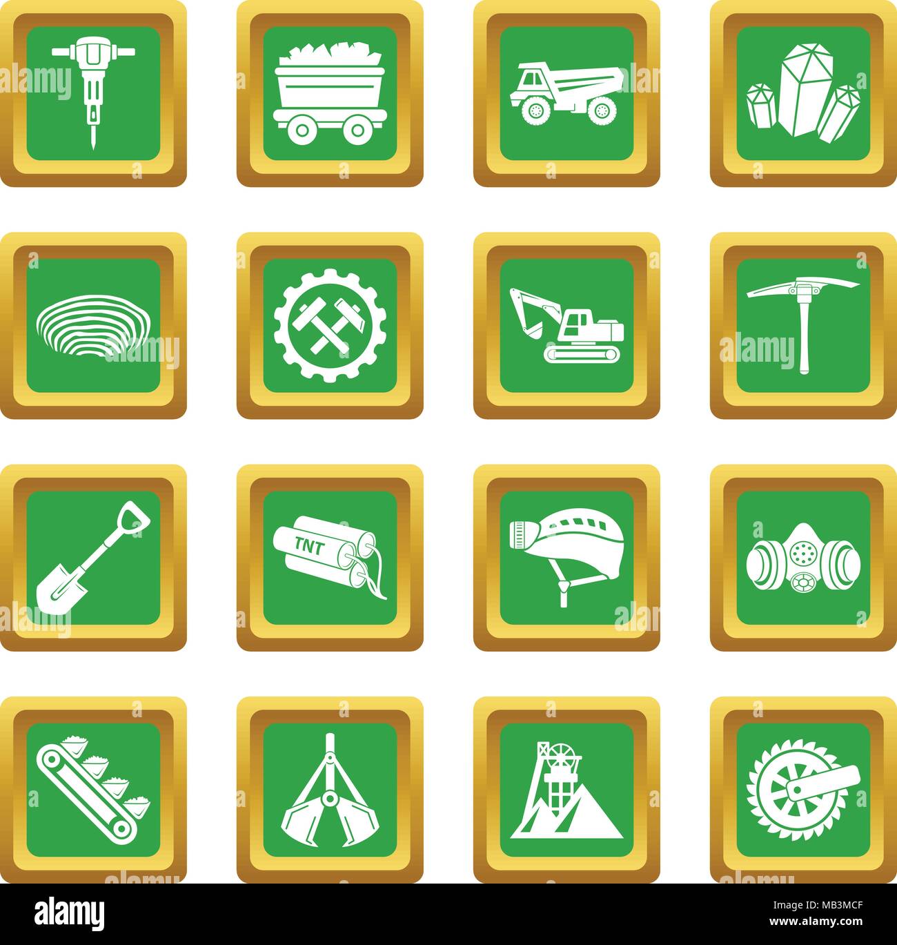 Coal mine icons set green square vector Stock Vector Image & Art - Alamy