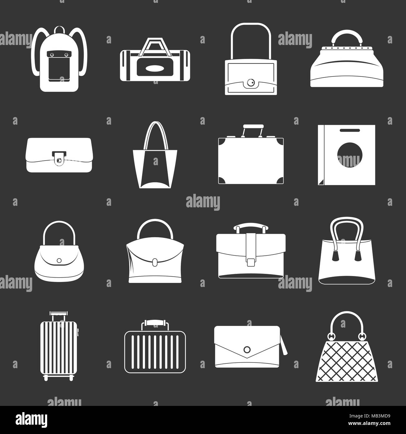 Bag baggage suitcase icons set grey vector Stock Vector Image & Art - Alamy