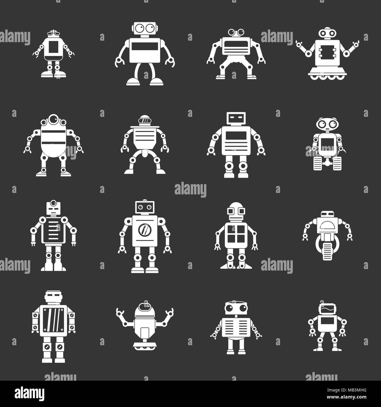 Robot icons set grey vector Stock Vector Image & Art - Alamy