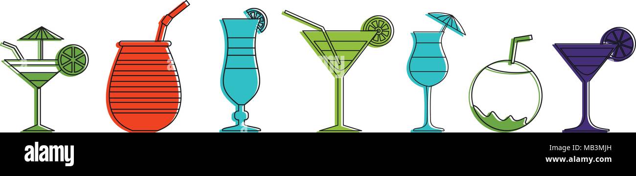 Cocktails icon set, color outline style Stock Vector Image & Art - Alamy