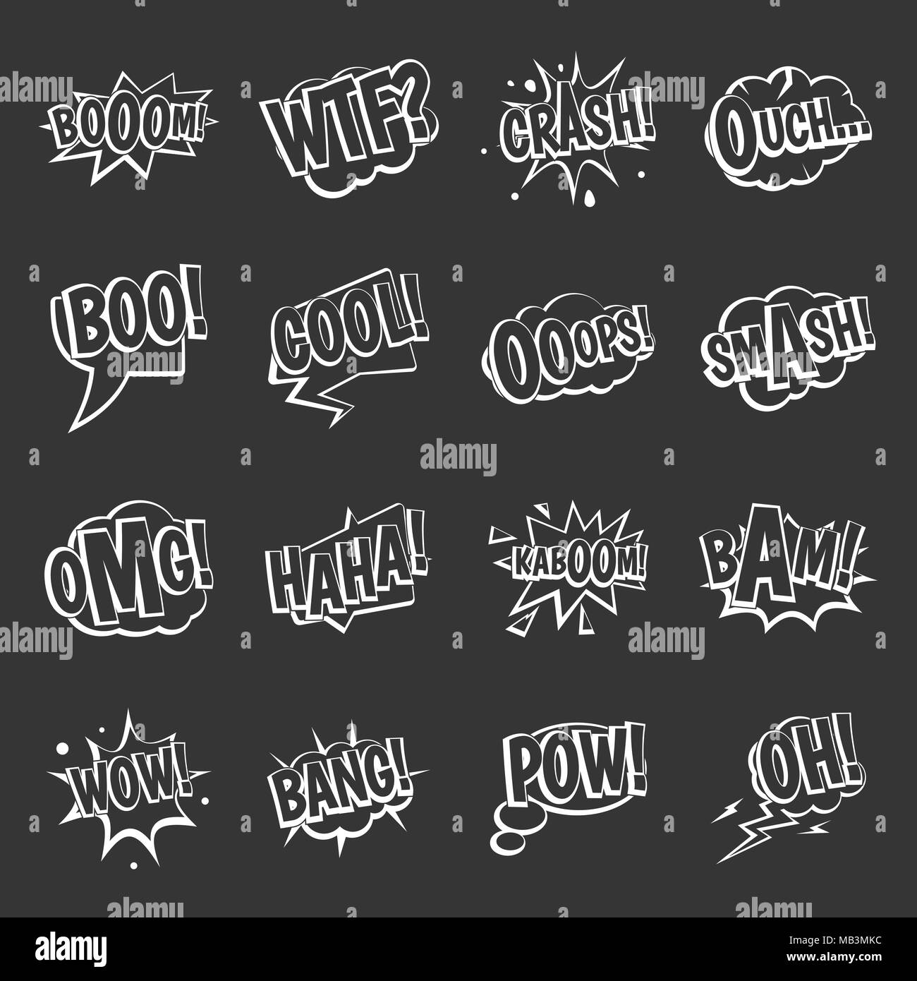 Comic colored sound icons set grey vector Stock Vector Image & Art - Alamy