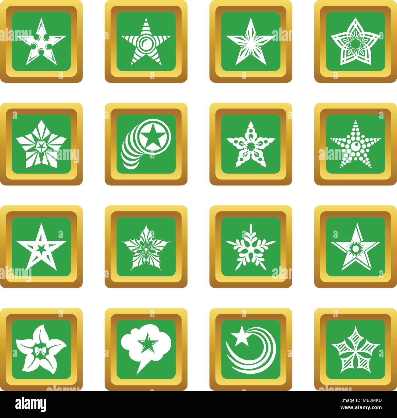 Decorative stars icons set green square vector Stock Vector Image & Art ...