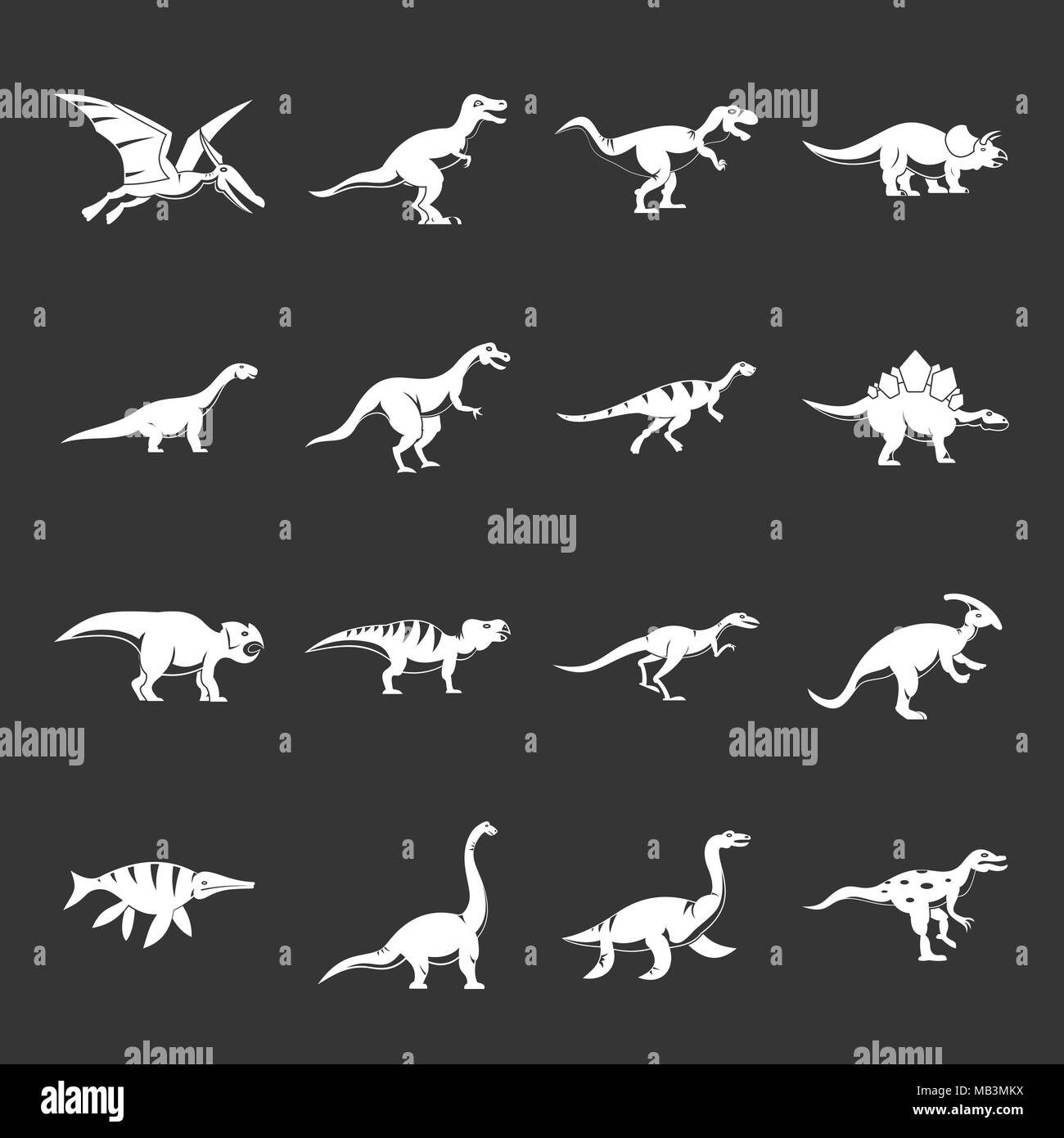 Dinosaur icons set grey vector Stock Vector Image & Art - Alamy