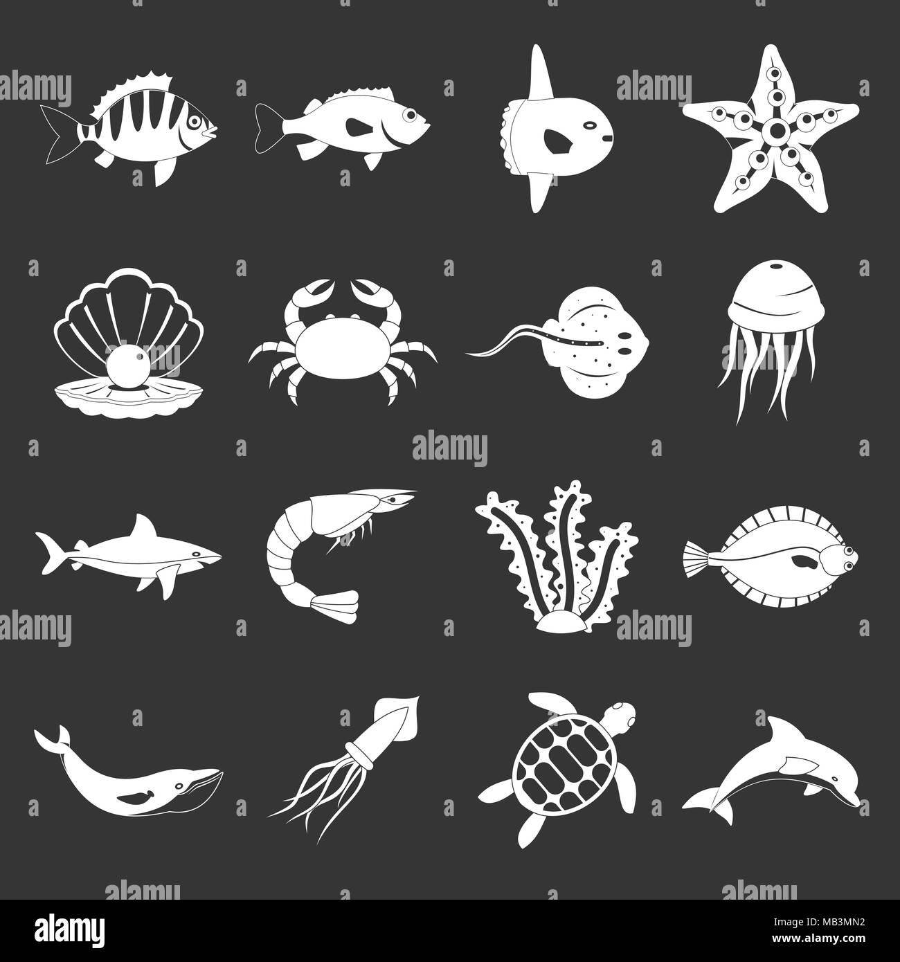 Sea animals icons set grey vector Stock Vector Image & Art - Alamy