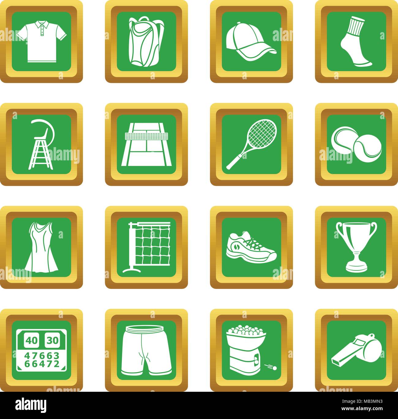 Tennis icons set green square vector Stock Vector Image & Art - Alamy