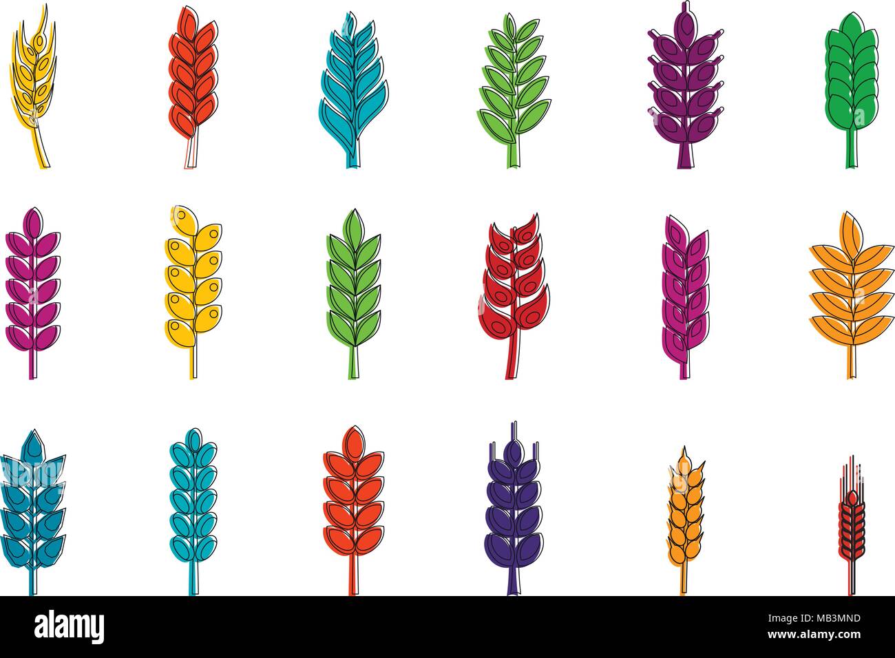 Wheat icon set, color outline style Stock Vector Image & Art - Alamy
