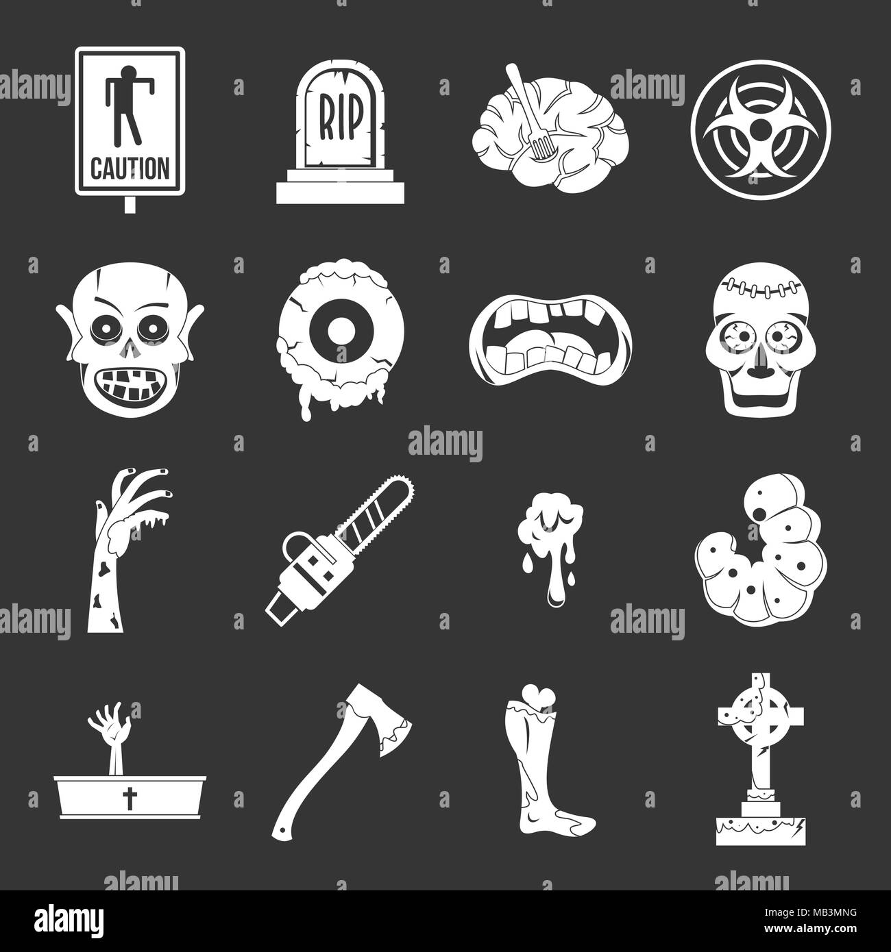 Zombie icons set grey vector Stock Vector Image & Art - Alamy