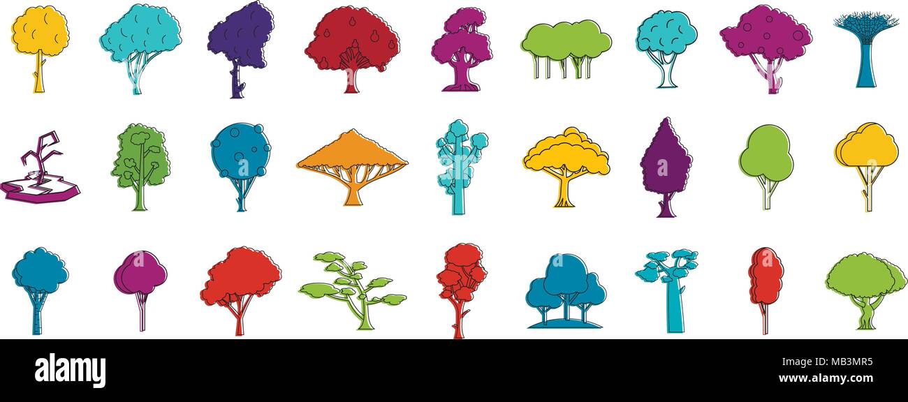 Tree icon set, color outline style Stock Vector Image & Art - Alamy