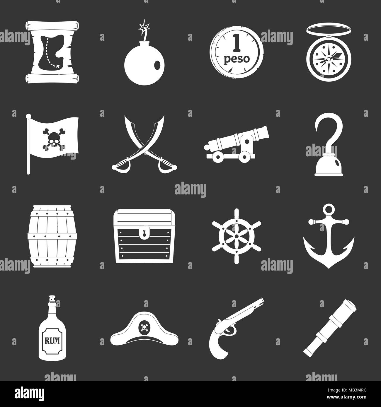 Pirate icons set grey vector Stock Vector Image & Art - Alamy