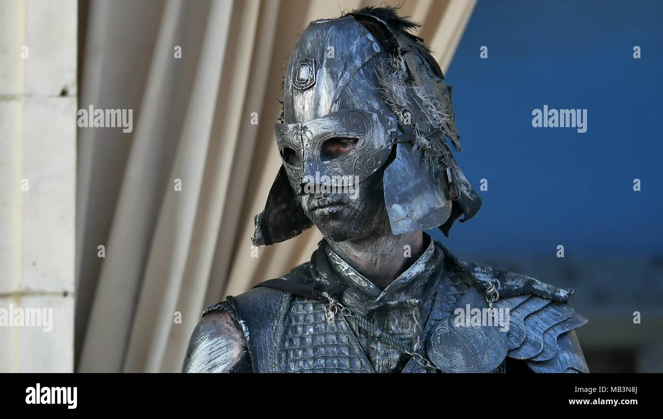 Ancient warrior or Gladiator posing over a dark background Stock Photo ...