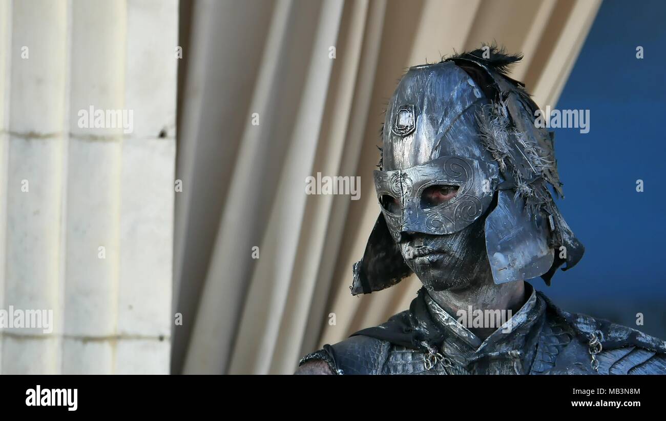 Ancient warrior or Gladiator posing over a dark background Stock Photo ...