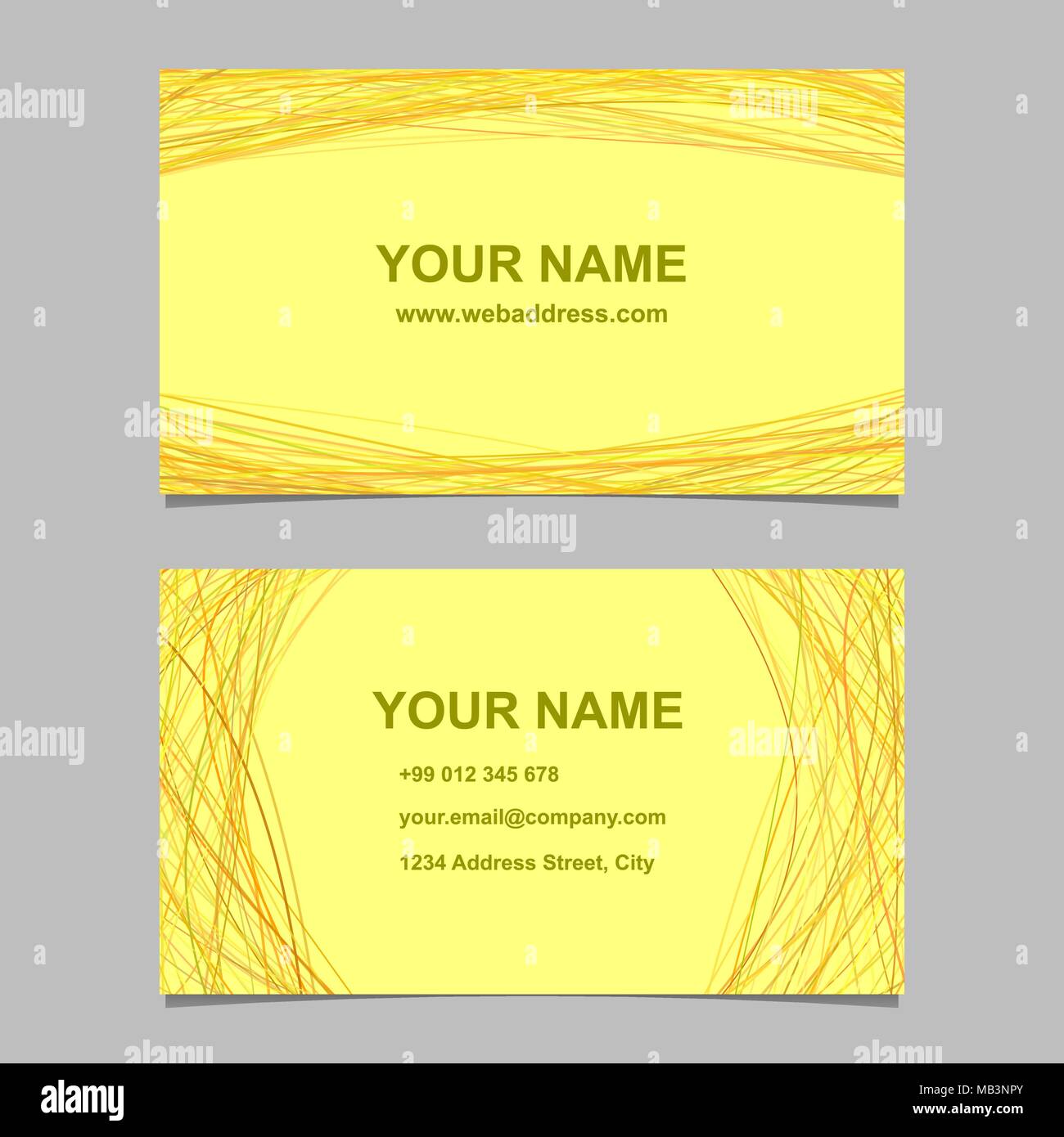 Yellow abstract business card template design set - vector identity ...