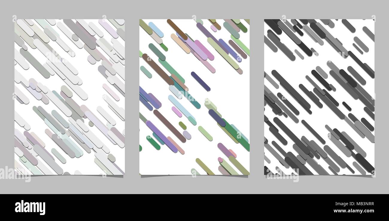 Modern chaotic rounded diagonal stripe background pattern card background template set - vector ...