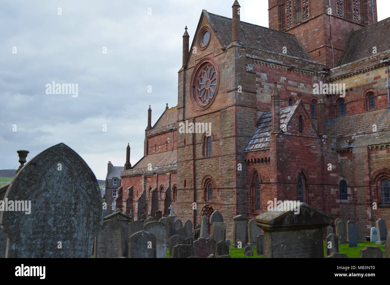 Ancient Saint Magnus cathedral in Kirkwall, Orkney archipelago ...