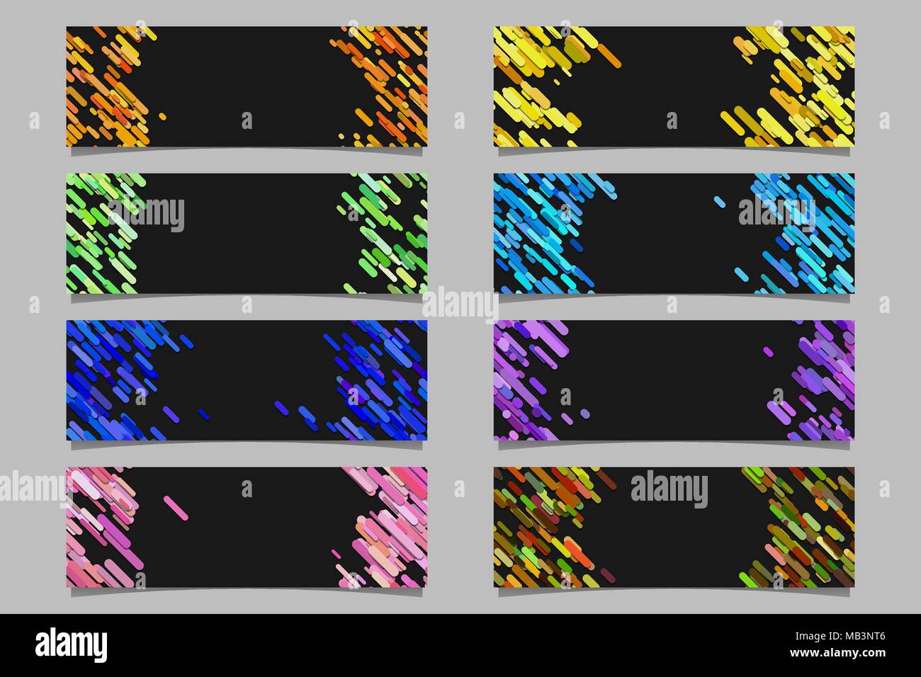 Abstract banner background template design set with colored diagonal ...