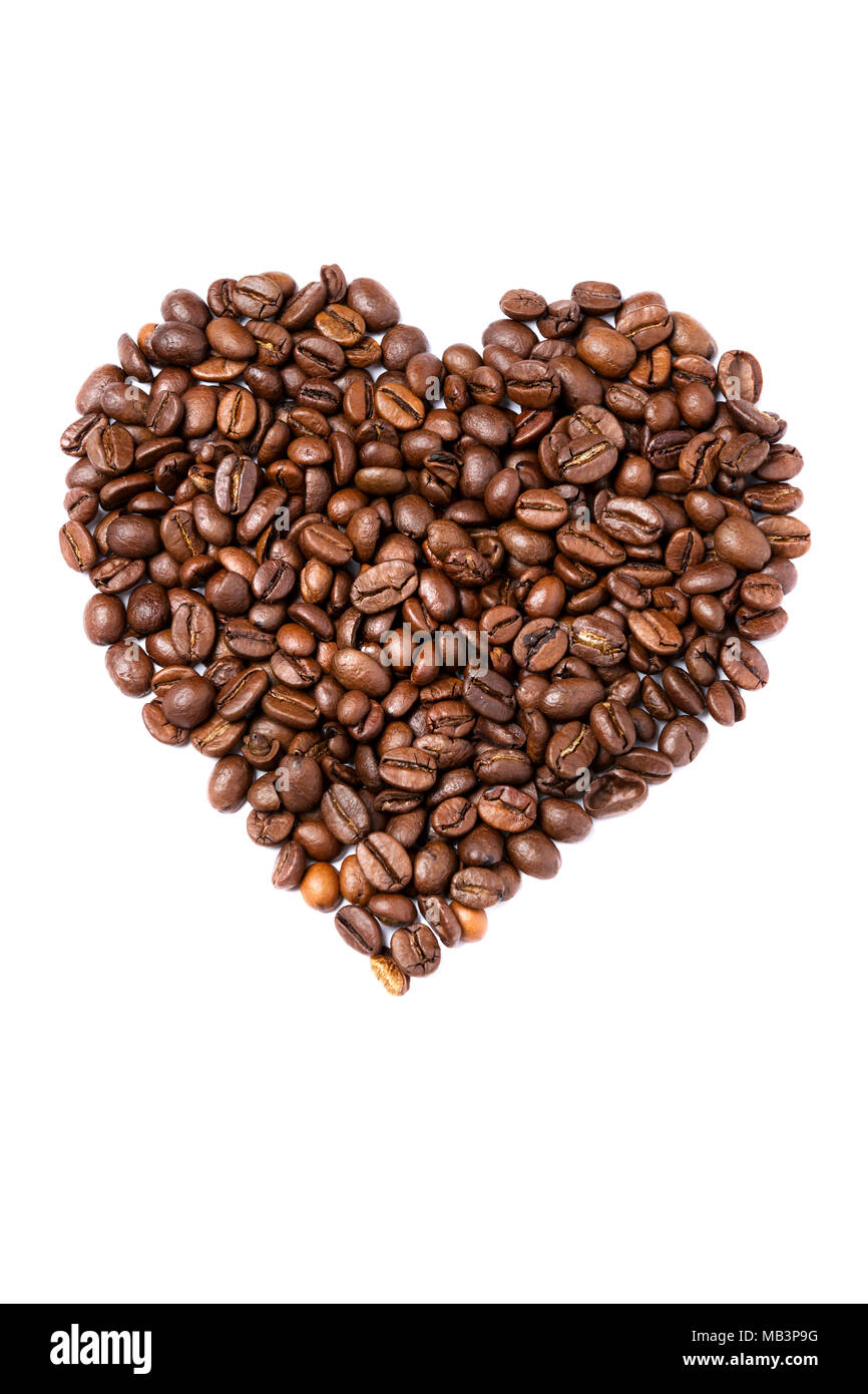 Coffee in shape of heart on white background on white background Stock ...