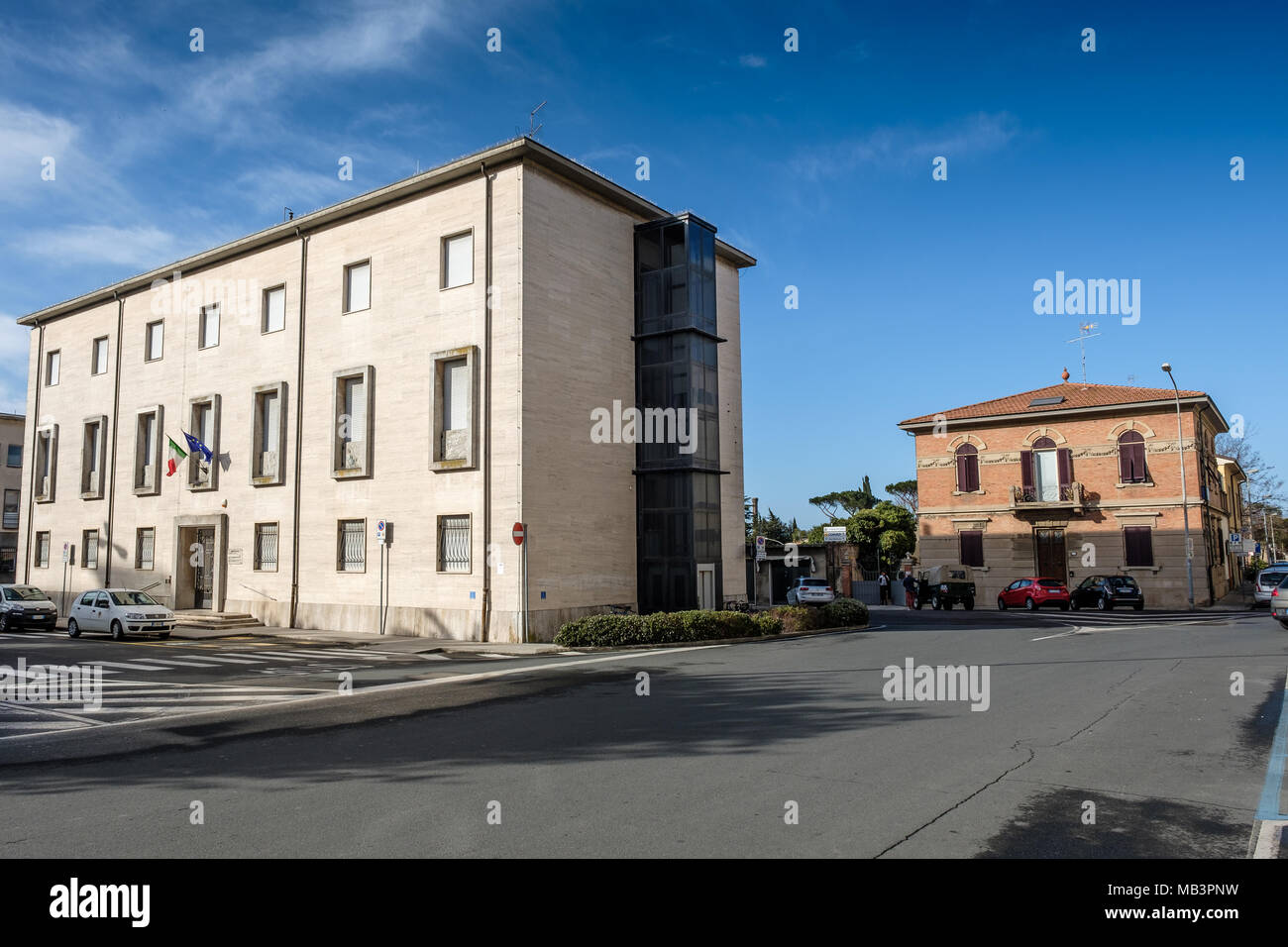 CECINA, TUSCANY, ITALY - March 31, 2018: Piazza della Libertà with the ...