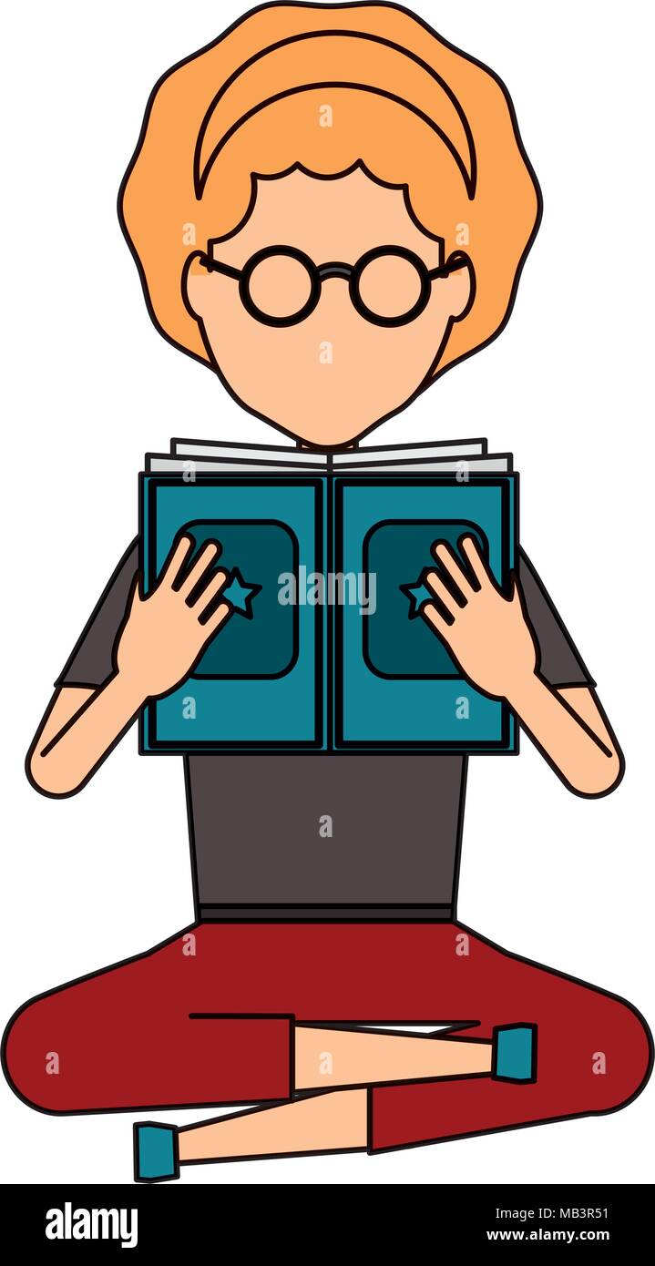 avatar woman sitting and reading a book over white background, colorful ...