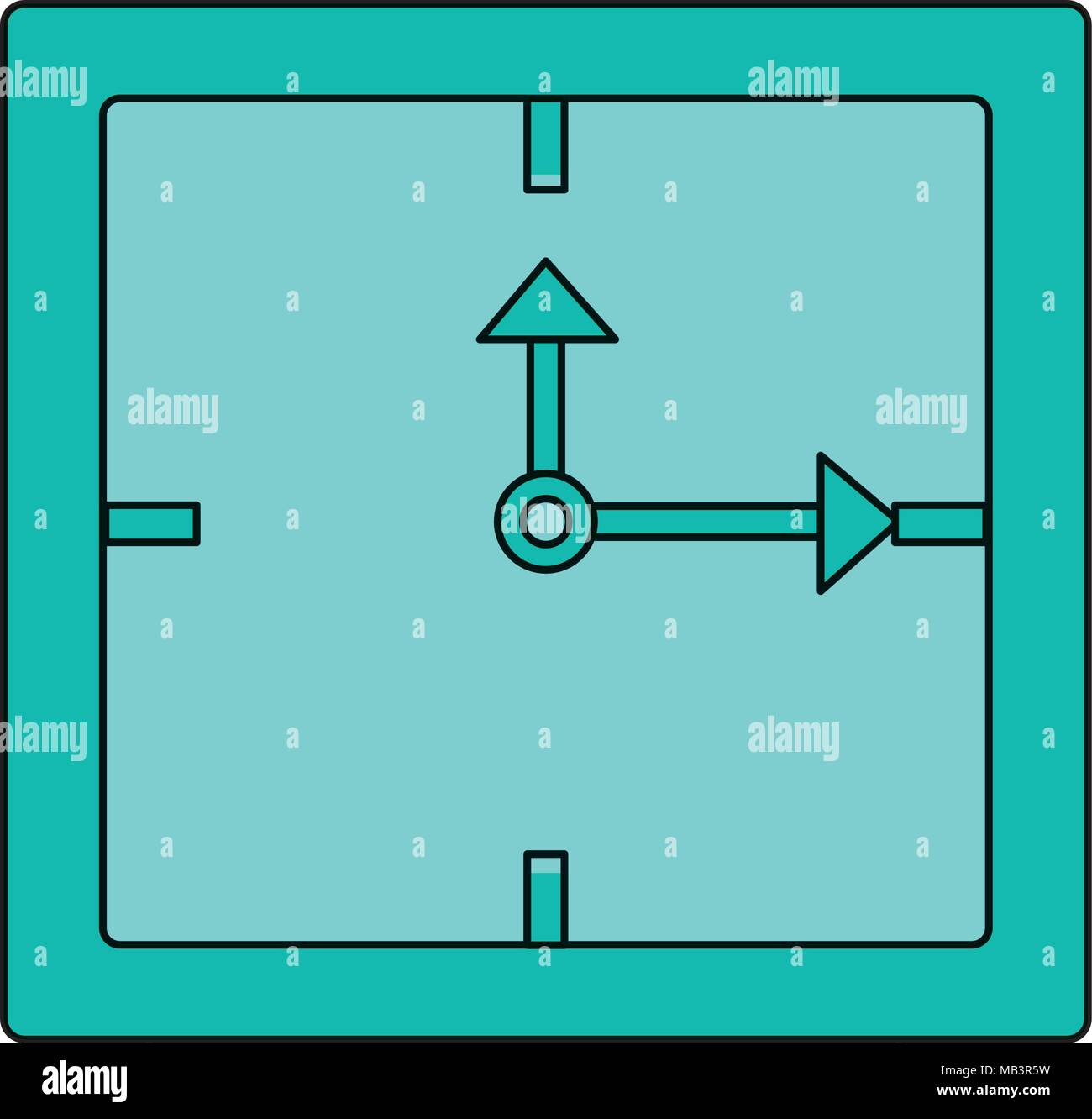 square clock icon over white background, colorful design. vector ...