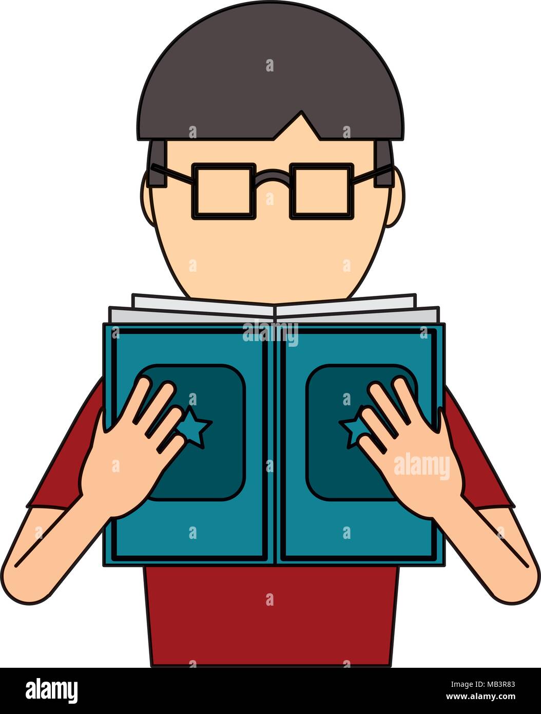 avatar man with glasses reading a book over white background. colorful ...