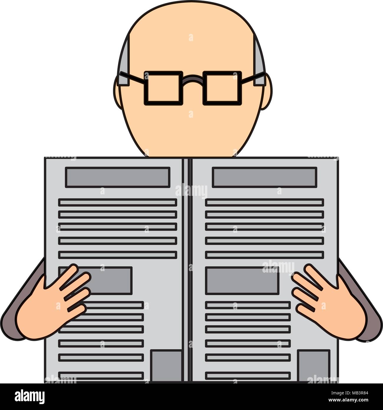 avatar old man reading a newspaper over background, colorful design ...