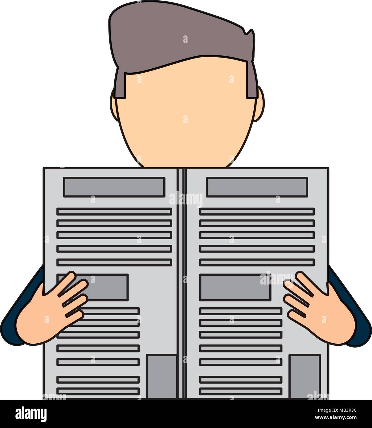 avatar young man reading a newspaper over background, colorful design ...