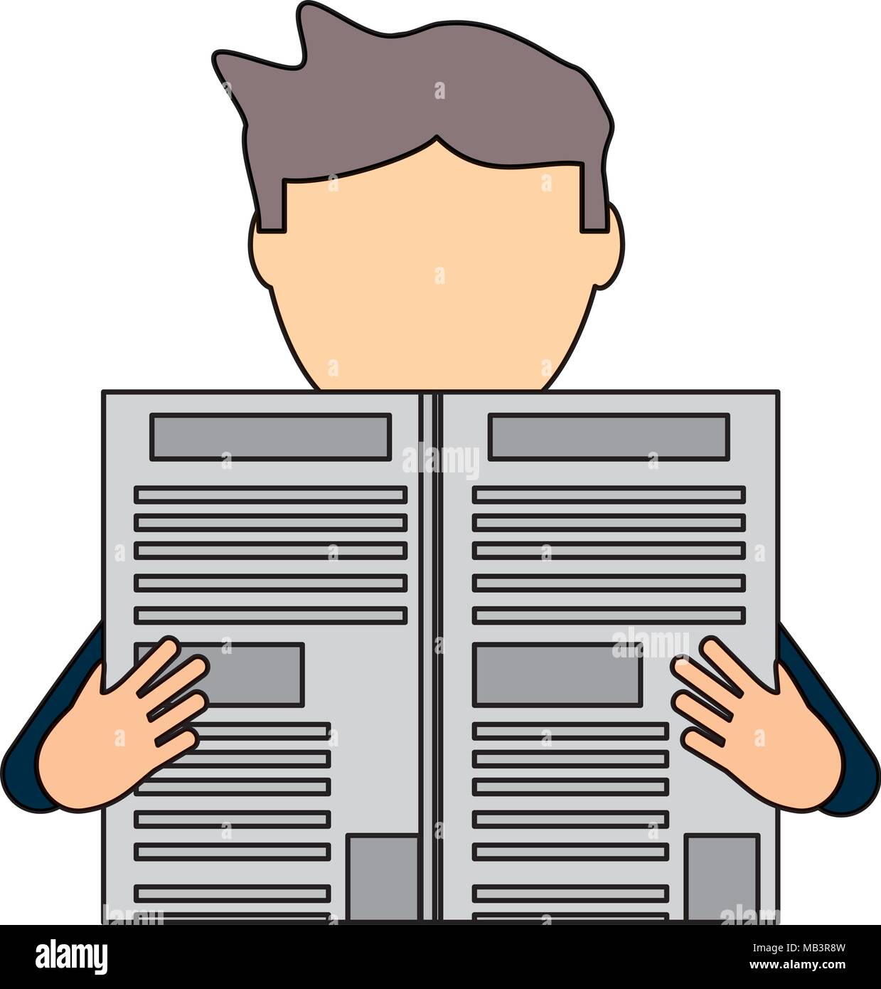 avatar man reading a newspaper over background, colorful design. vector ...