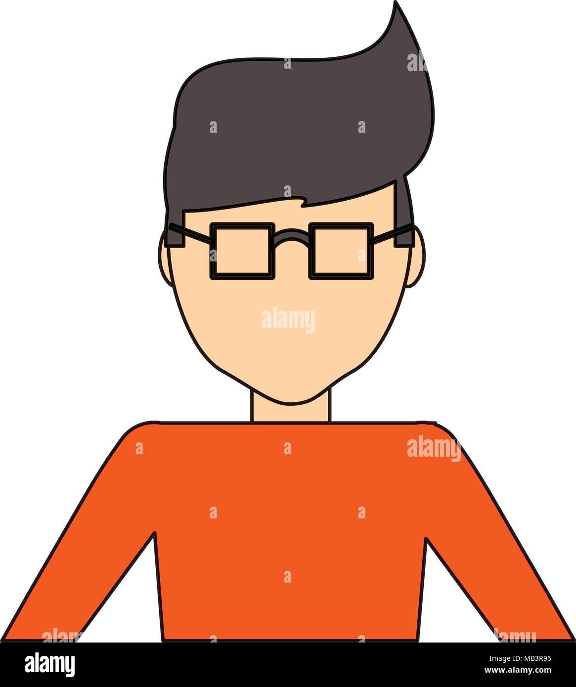 avatar man with glasses over white background, colorful design. vector ...