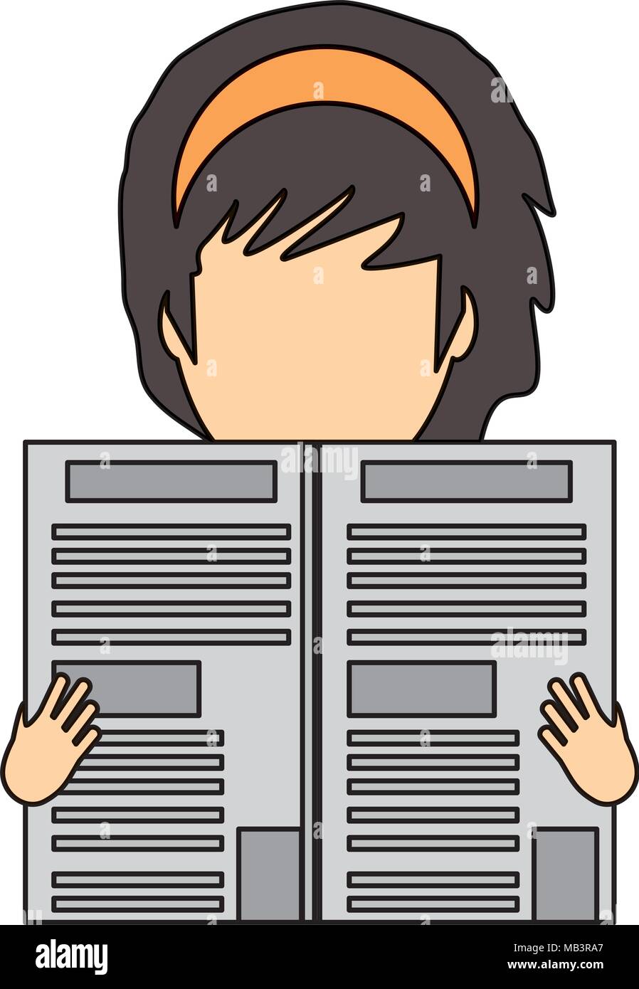 avatar woman reading a newspaper over white background, colorful design ...