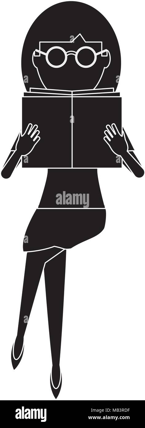 avatar woman sitting and reading a book over white background, vector ...