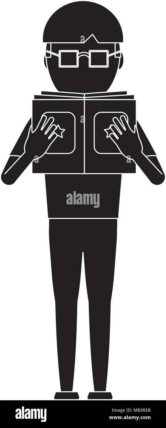 avatar man standing and reading a book over white background, vector ...