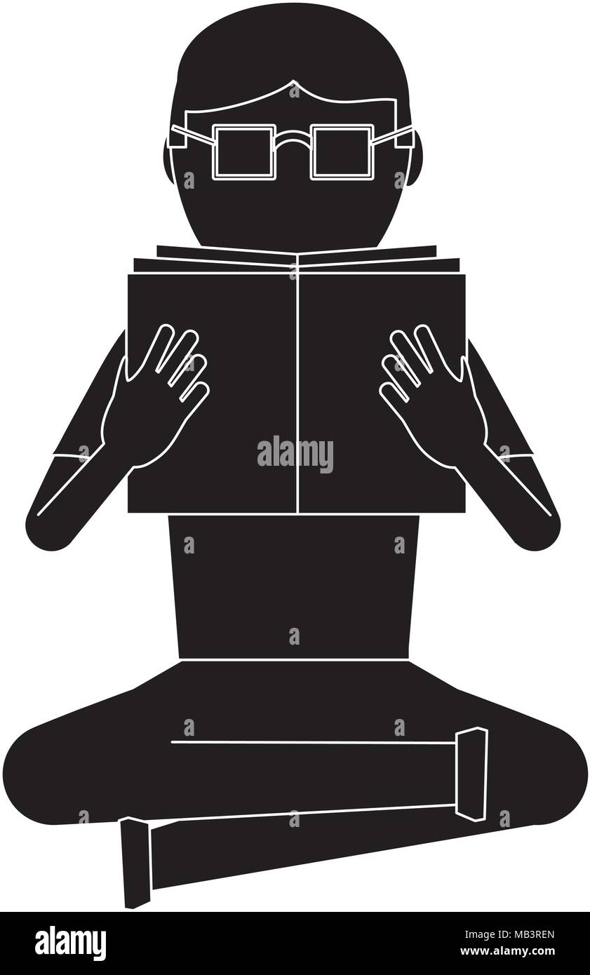 avatar man sitting and reading a book over white background, vector ...