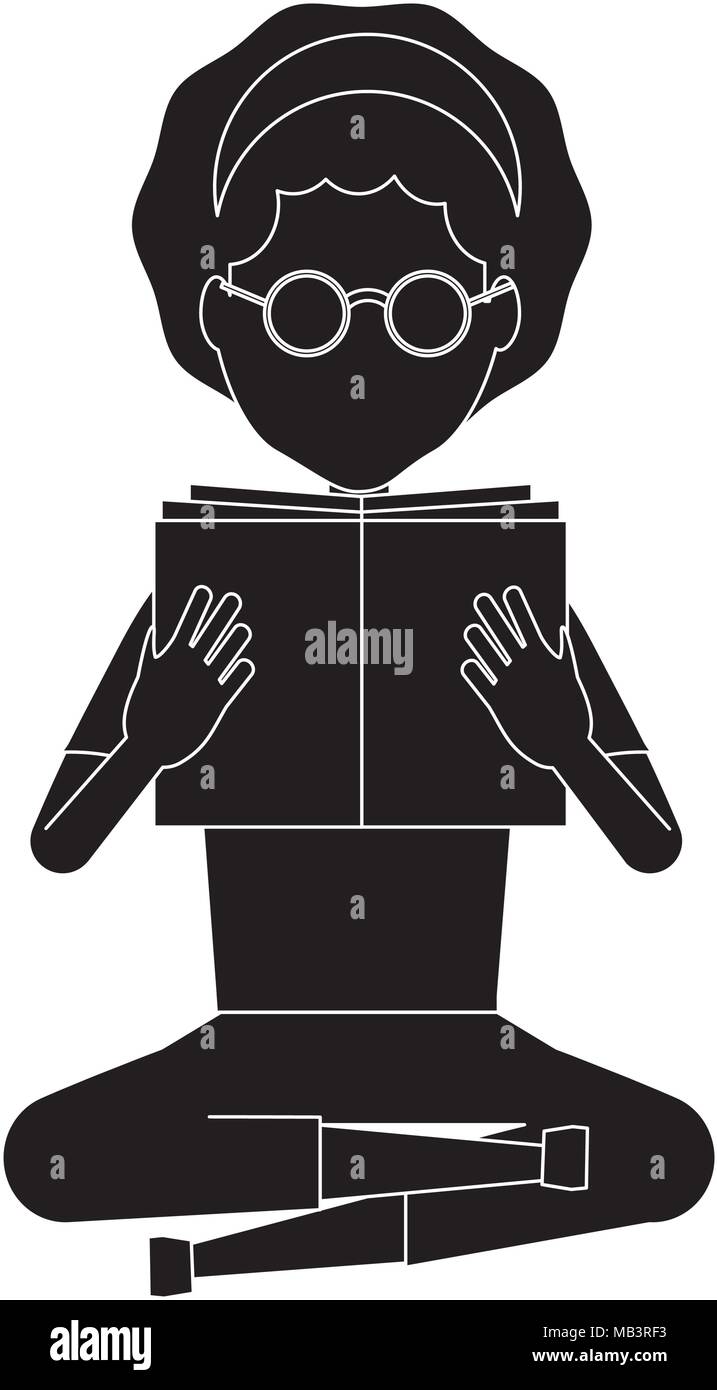 avatar woman sitting and reading a book over white background, vector ...