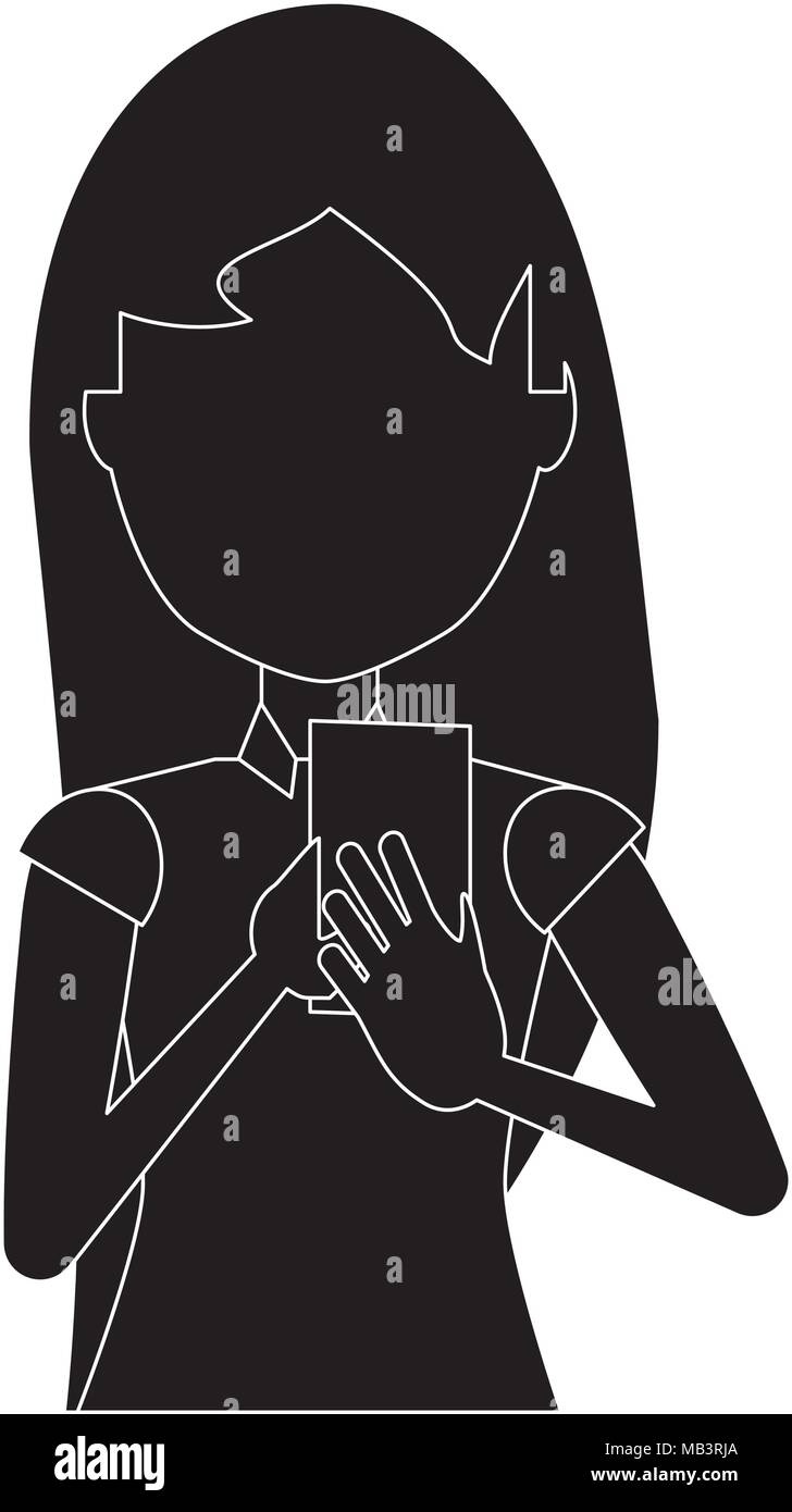 avatar woman using a cellphone over white background, vector ...