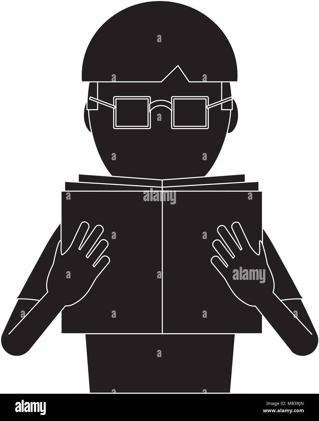 avatar man with glasses reading a book over white background. vector ...