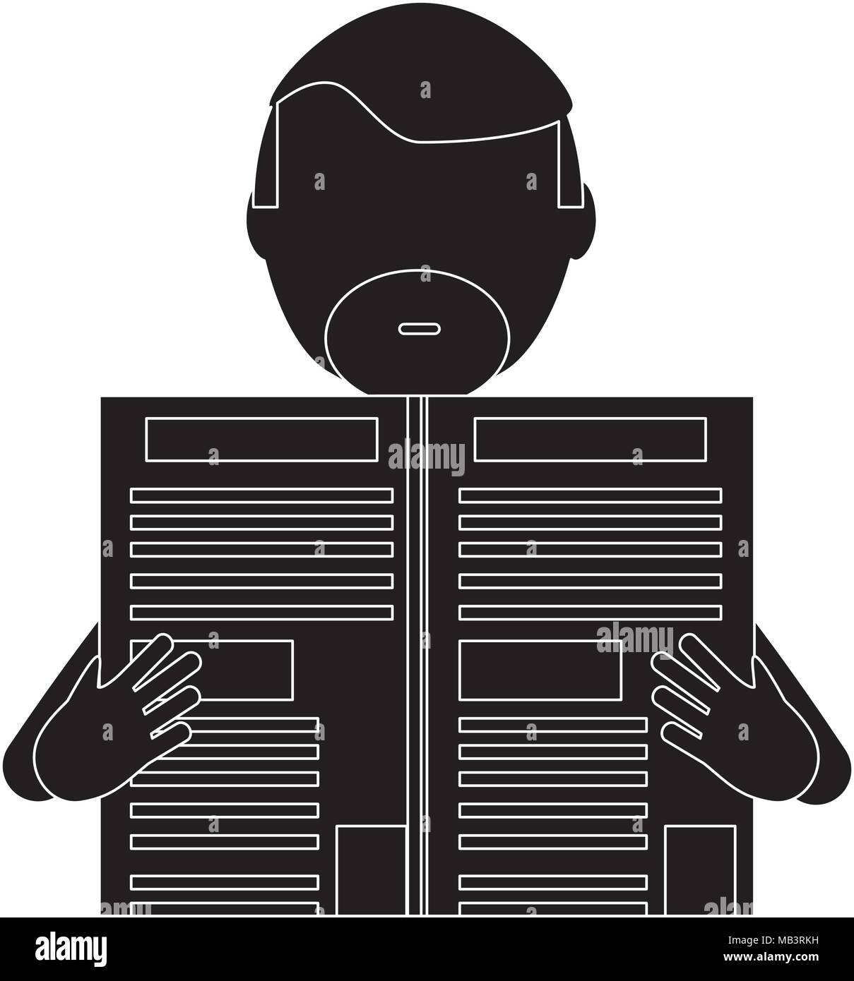 avatar man with beard reading a newspaper over background, vector ...