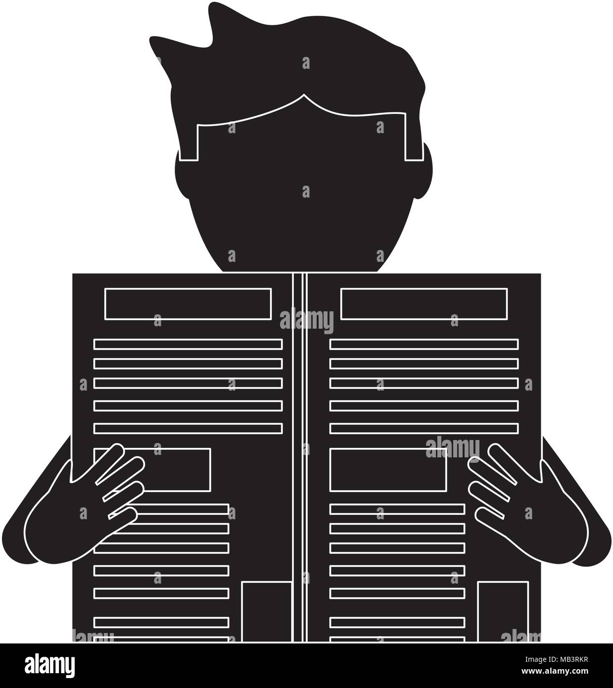 avatar young man reading a newspaper over background, vector ...