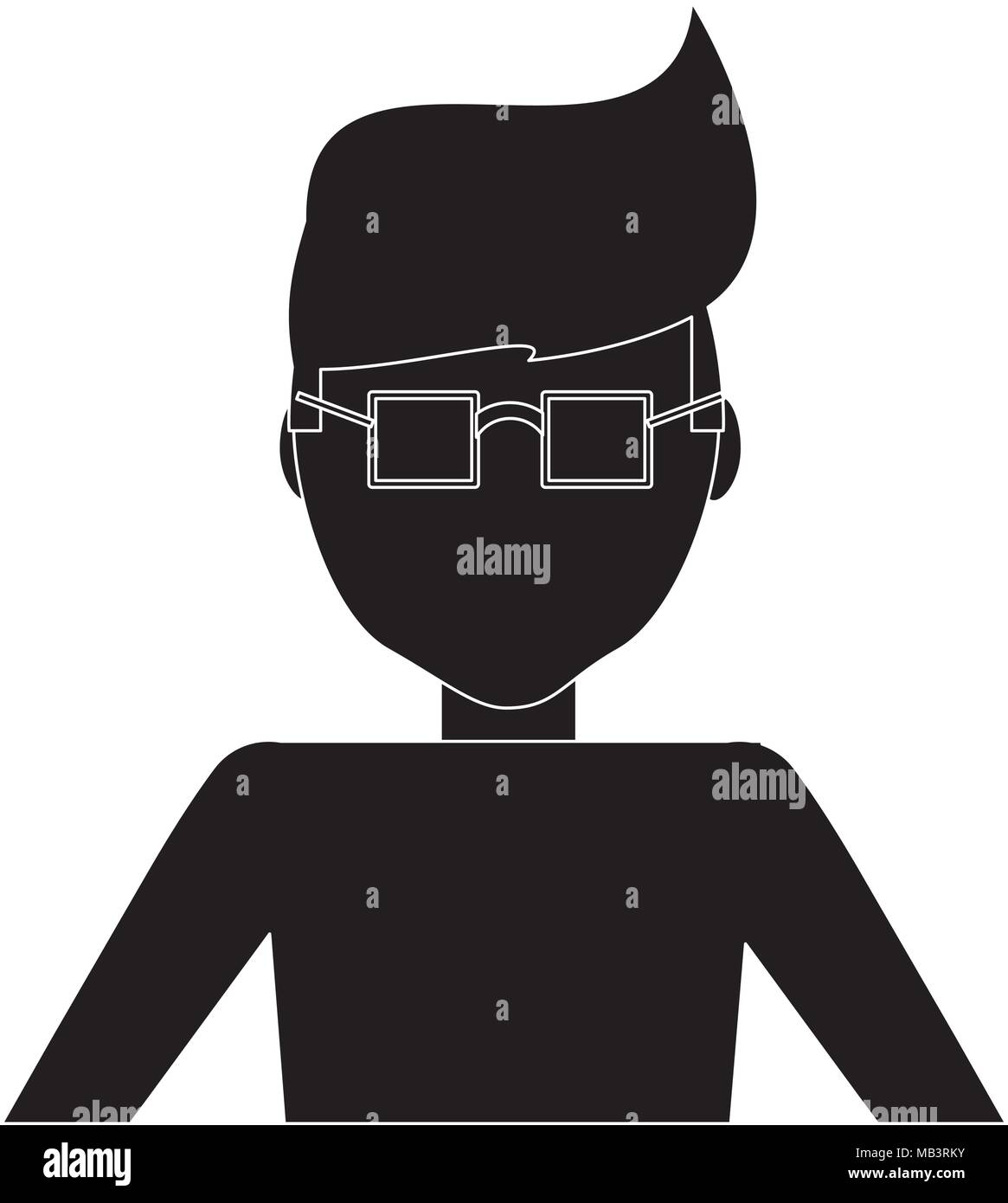 avatar man with glasses over white background, vector illustration ...