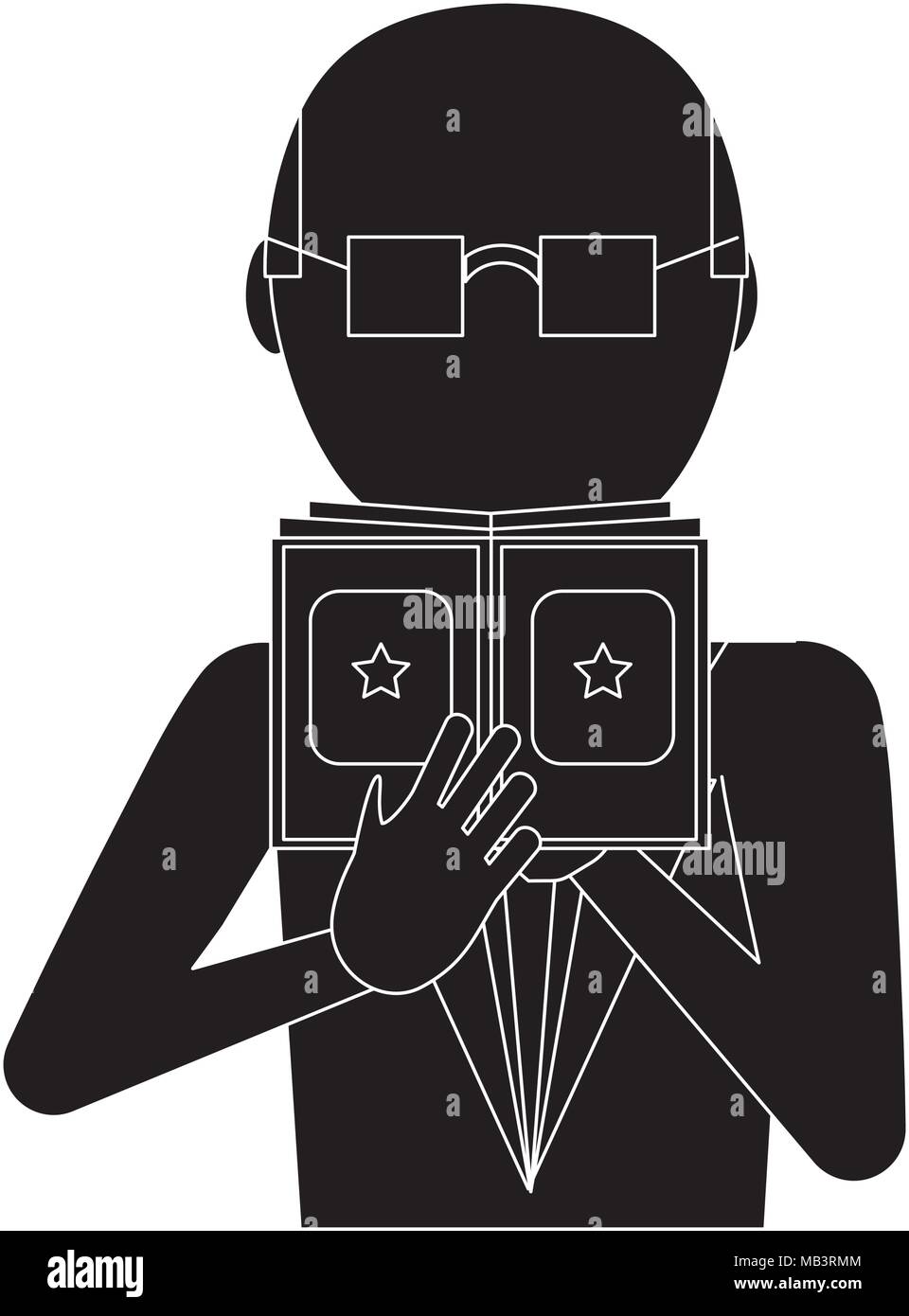 avatar businessman with glasses reading a book over white background ...