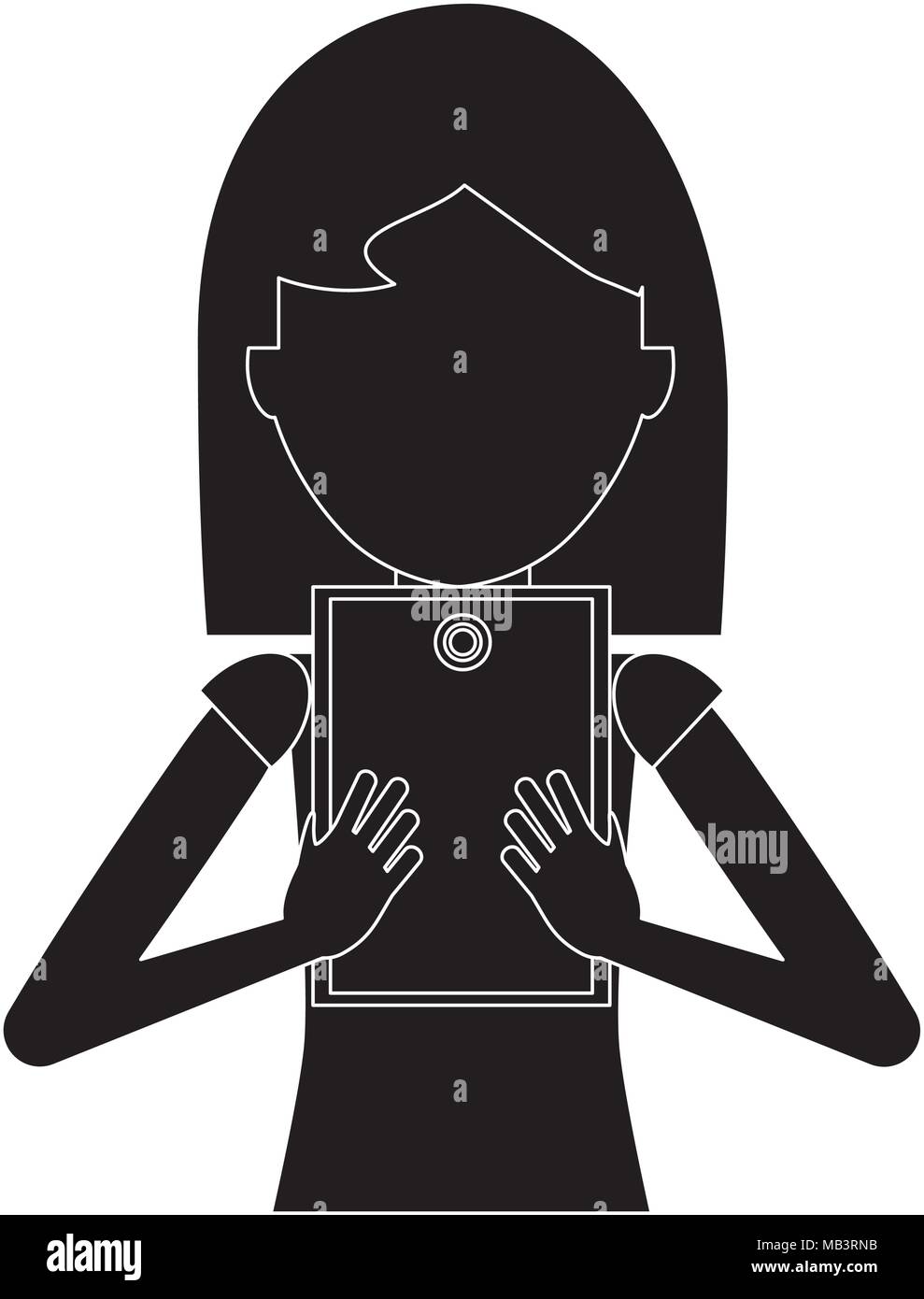 avatar woman using a tablet over white background, vector illustration ...