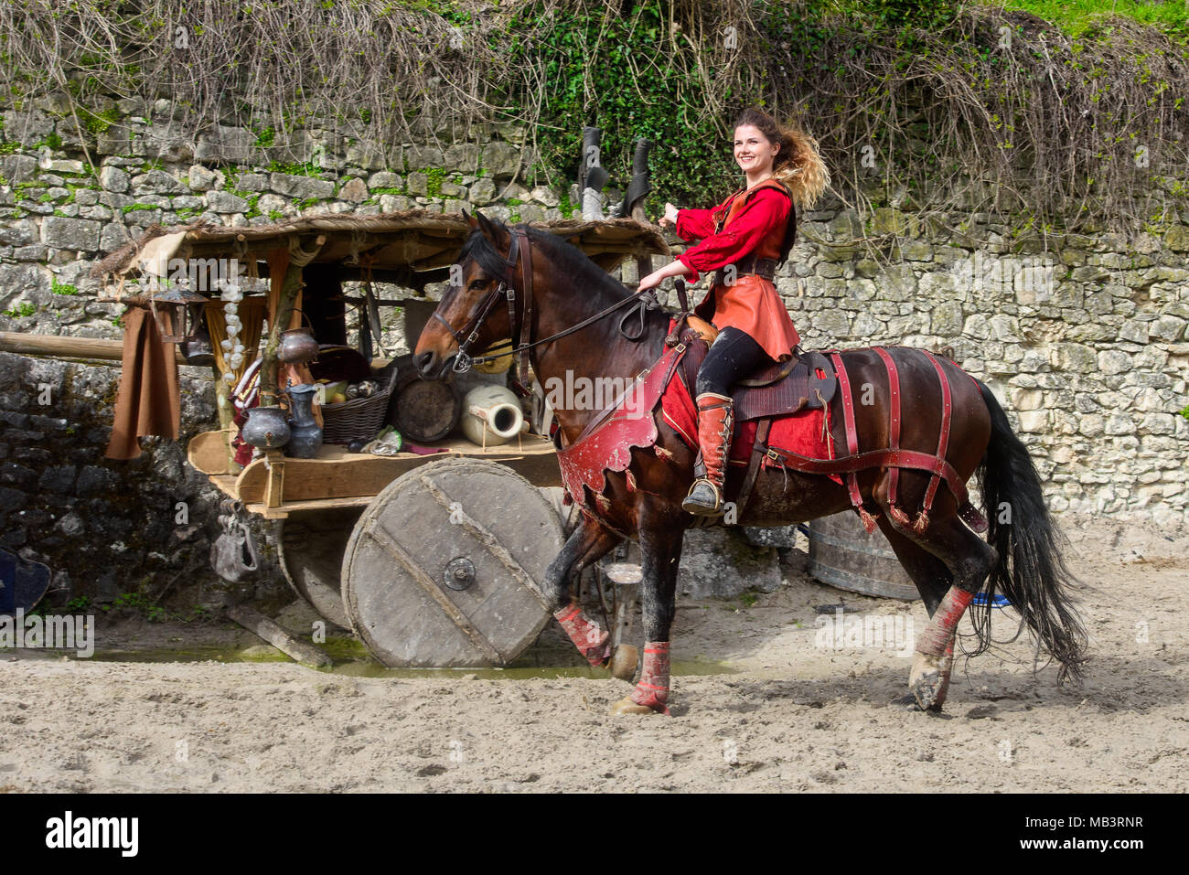 Medieval girl on horse in hi-res stock photography and images - Alamy