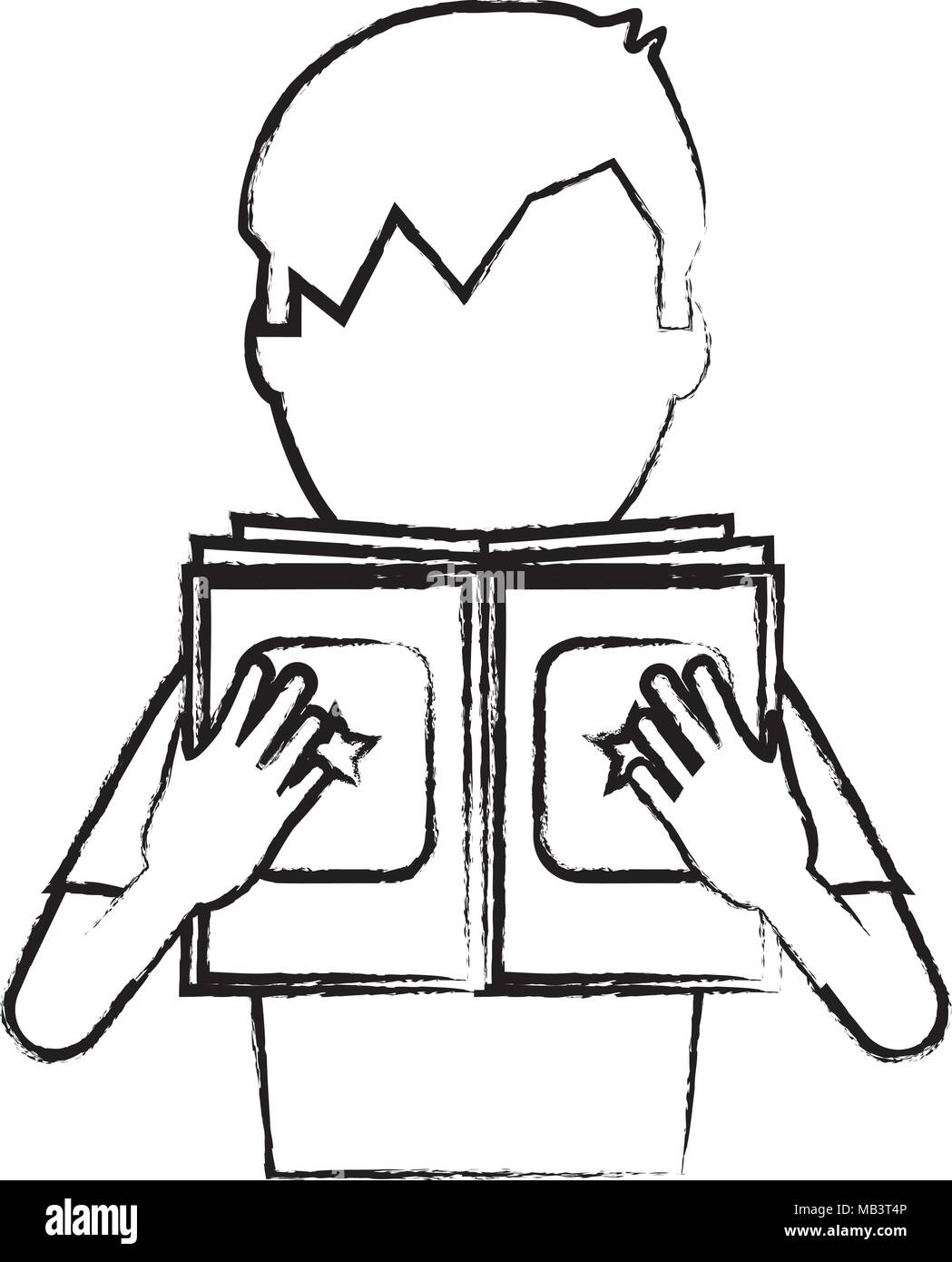 sketch of avatar man reading a book over white background. vector ...