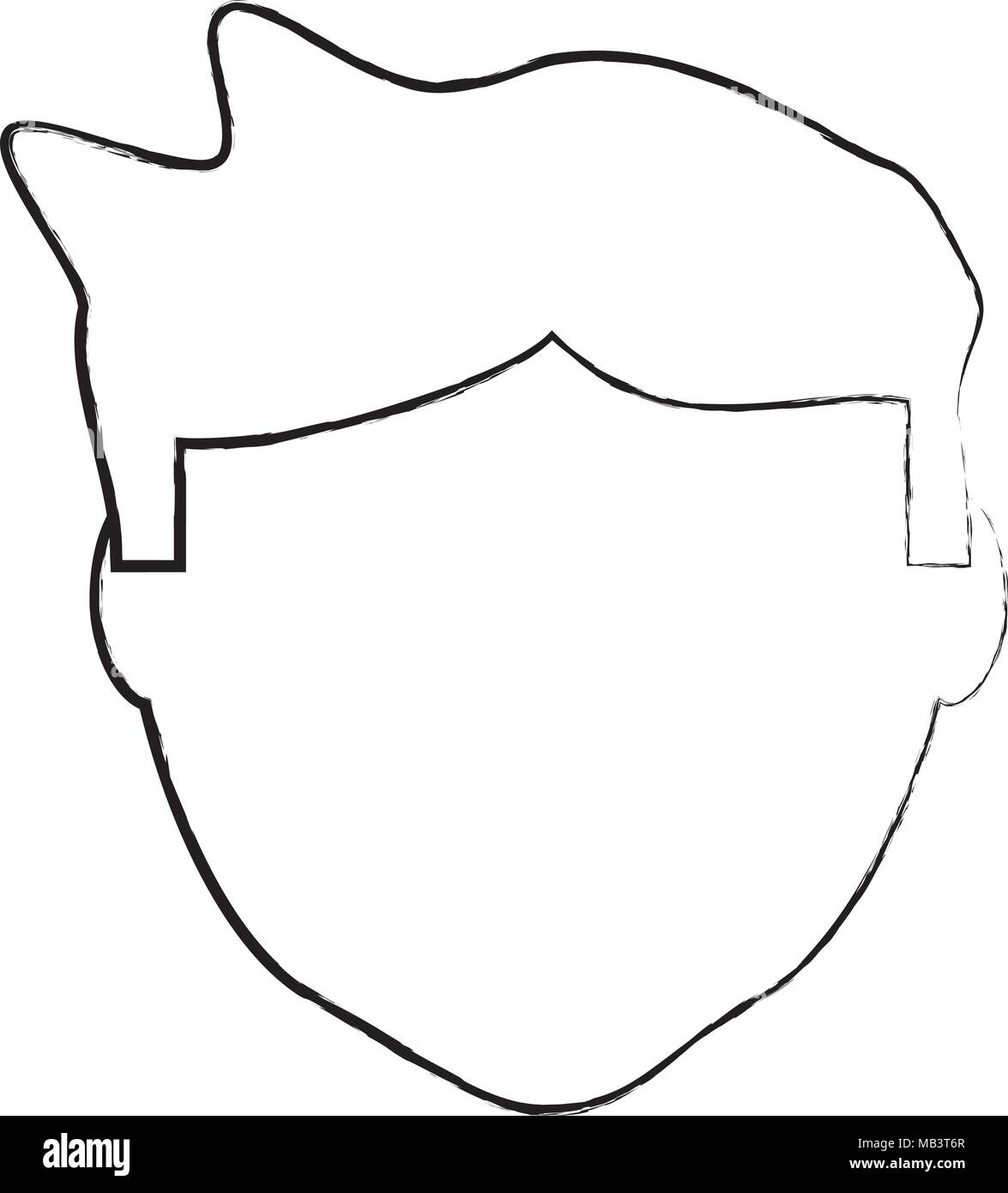 sketch of avatar man face icon over white background, vector ...