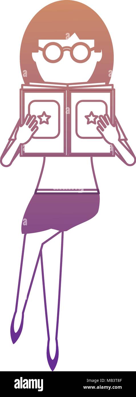 avatar woman sitting and reading a book over white background, colorful ...