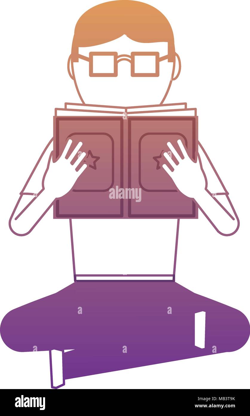 avatar man sitting and reading a book over white background, colorful ...