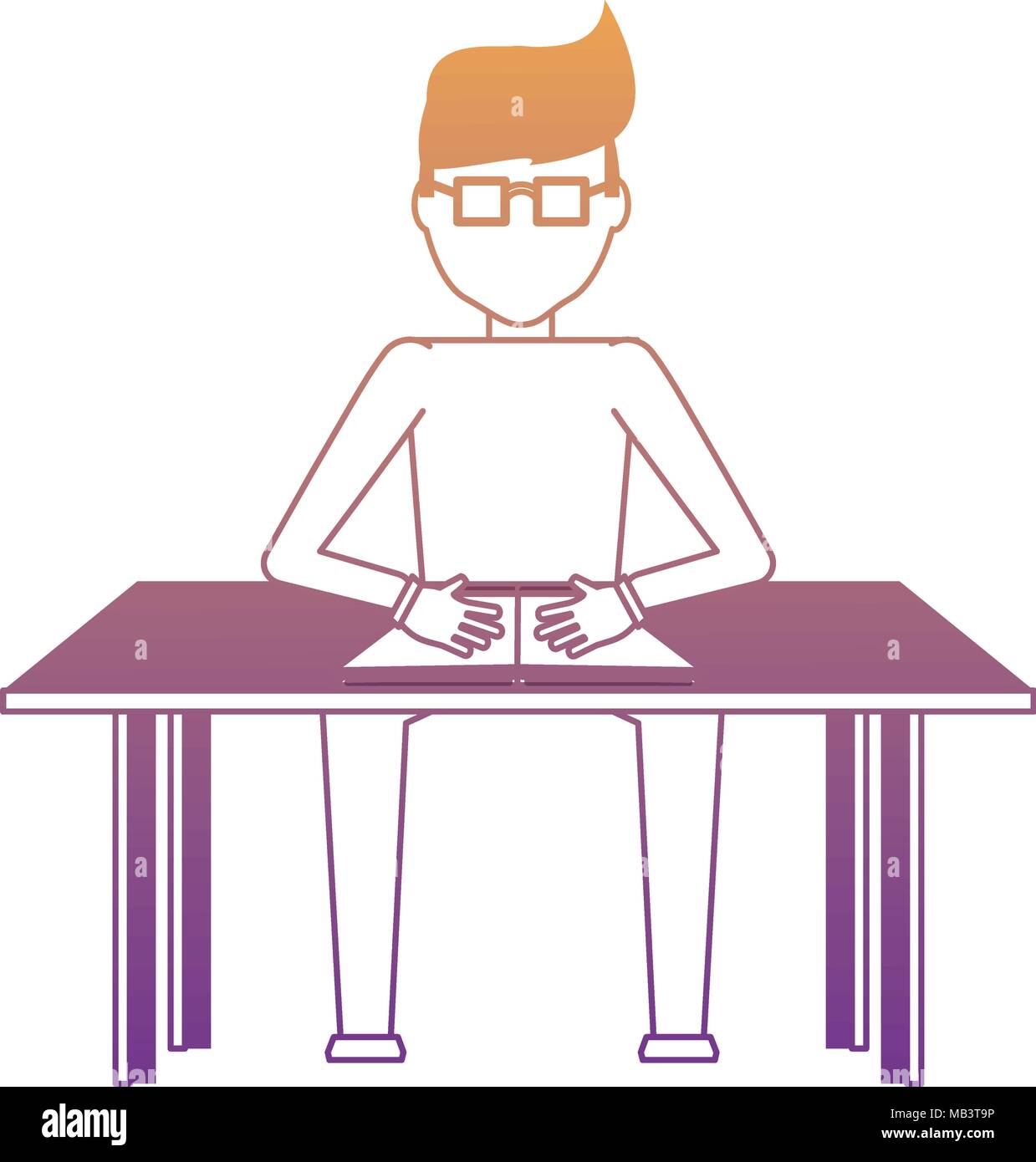 avatar man studying and sitting at desk over white background, colorful ...